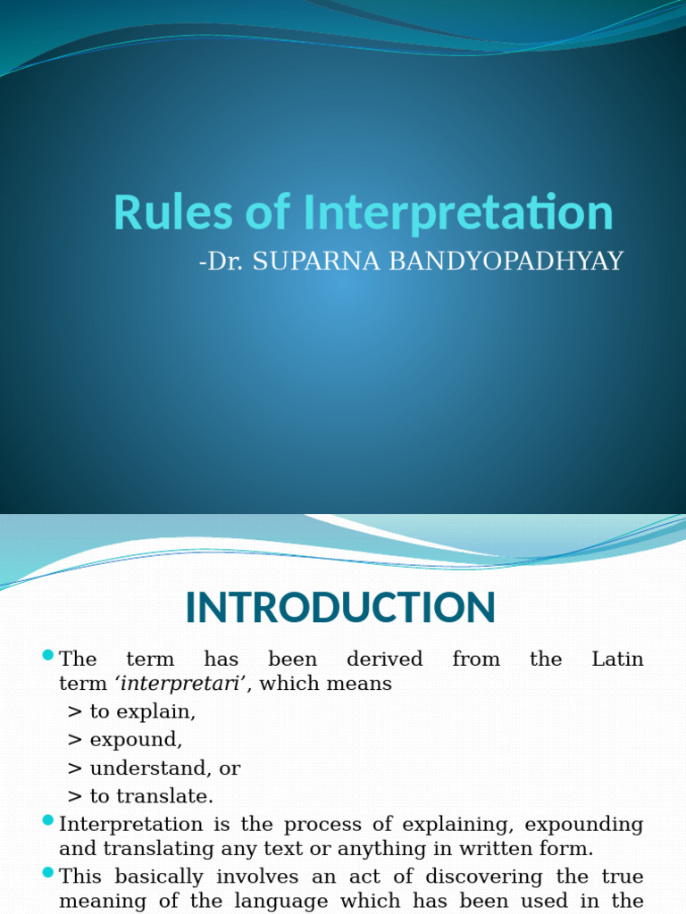 Rules of Interpretation | PDF