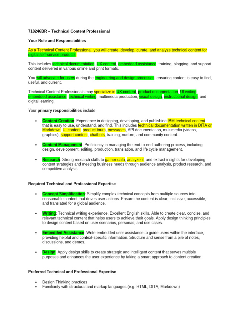 IBM-718246BR - Technical Content Professional | PDF