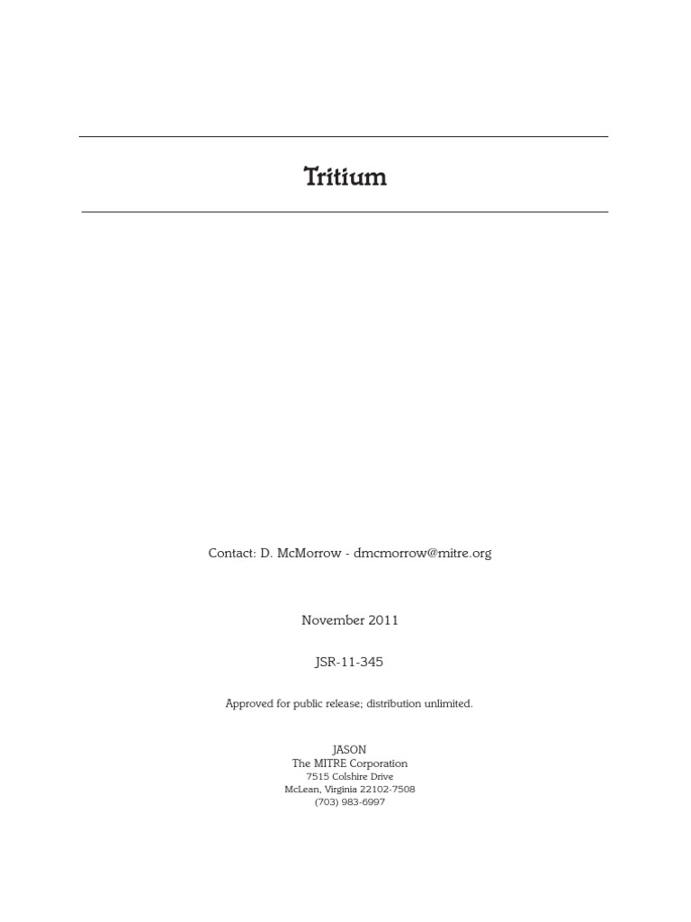 Tritium: Approved For Public Release Distribution Unlimited | PDF | Nuclear Fusion | Neutron
