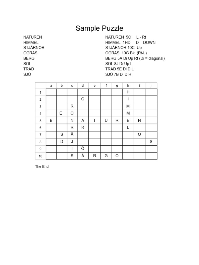 Sample-Word-Search - Swedish Puzzle | PDF