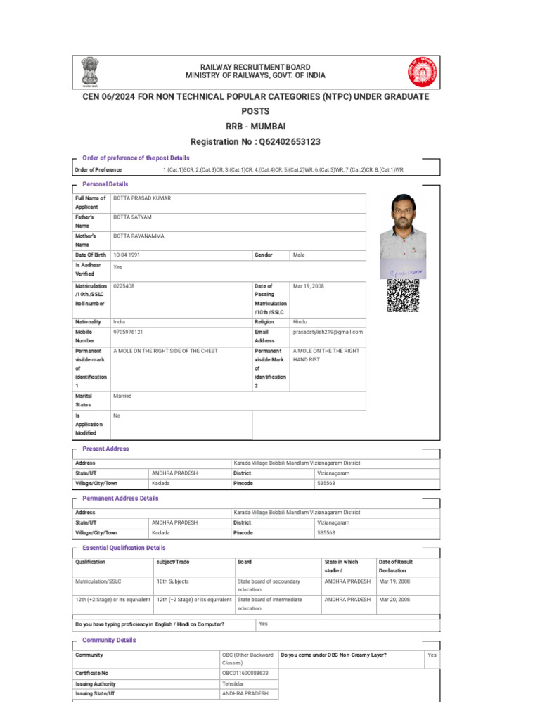 Ntpc Application for Under Graduated | PDF