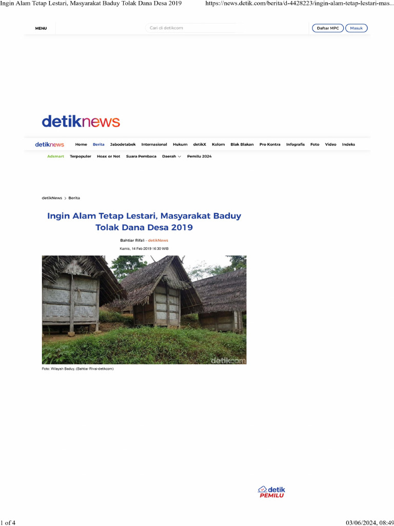 Baduy Tolak Dana Desa | PDF