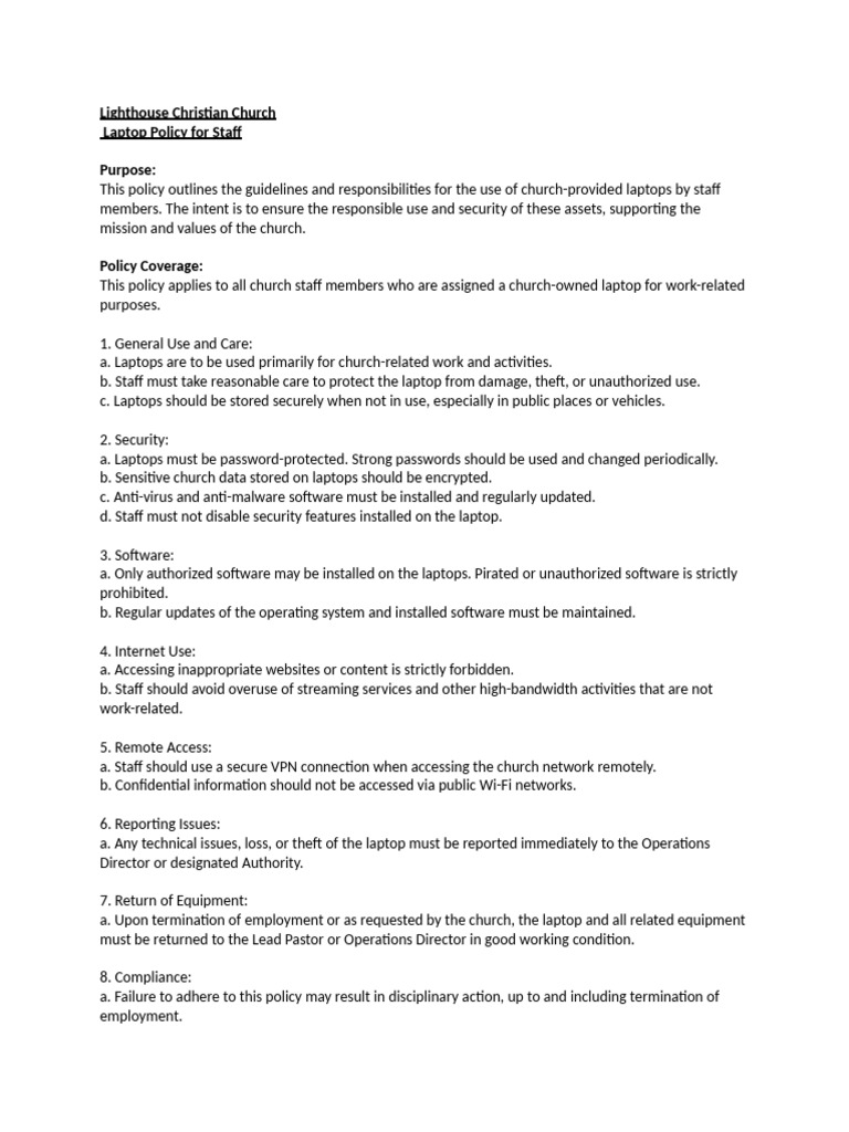 Laptop Policy | PDF