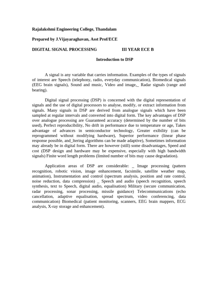 Ece 5sem Ec2302nol | PDF | Digital Signal Processing | Science & Mathematics