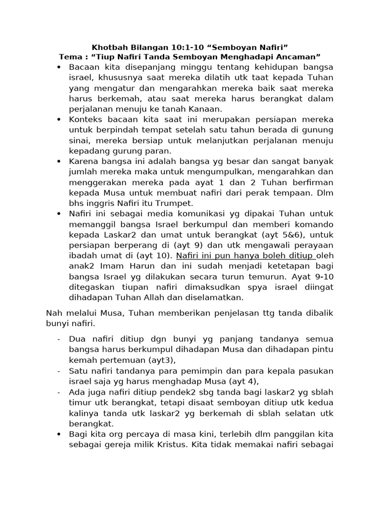 Khotbah Bilangan 10 | PDF