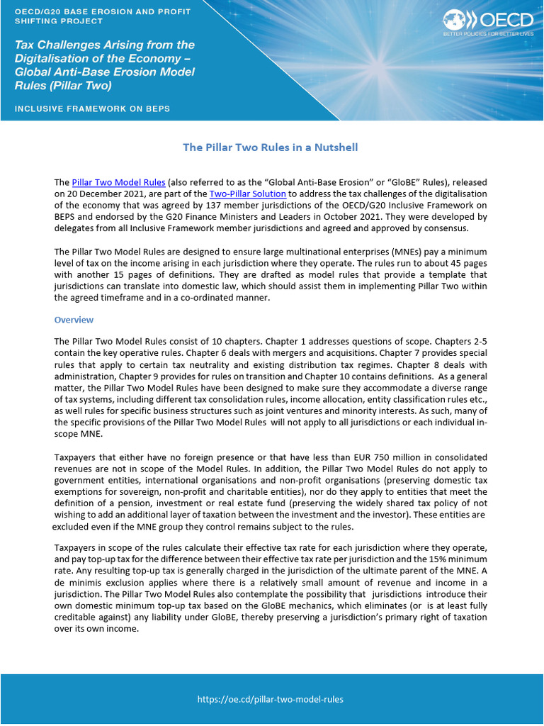 202307 - pillar two model rules in a nutshell - 摘要 | PDF