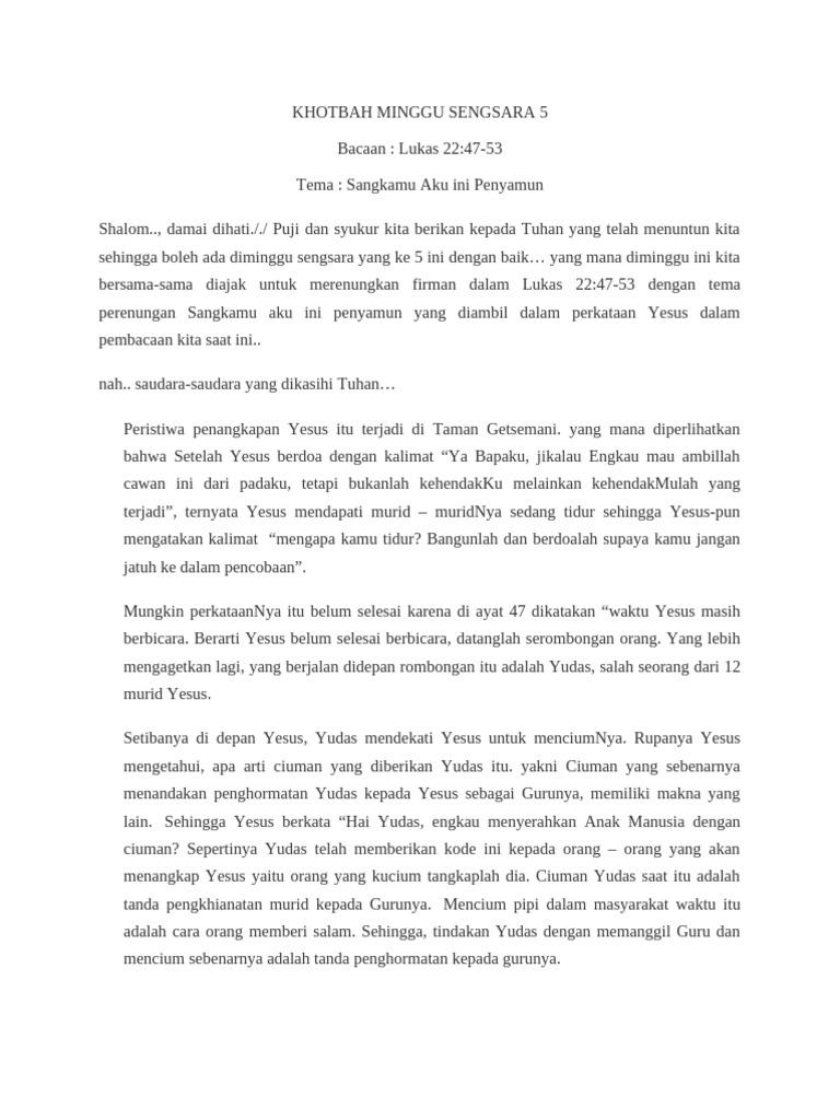 Khotbah Minggu Sengsara 5 | PDF