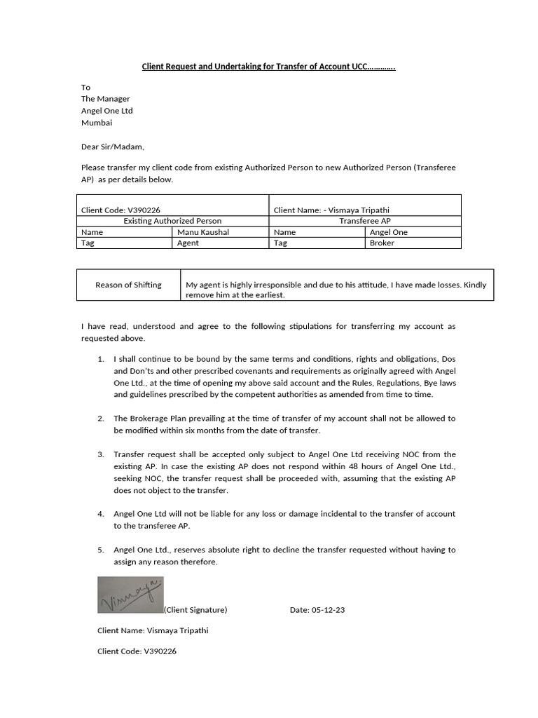 Client Undertaking Format | PDF