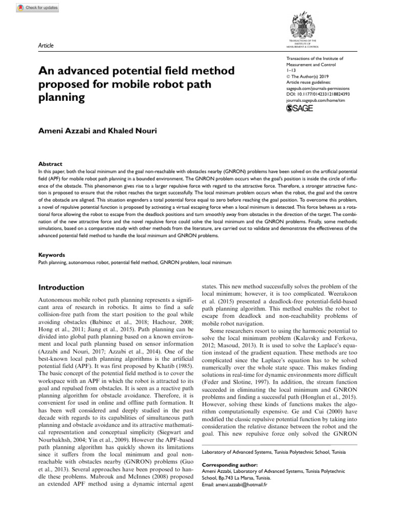 An Advanced Potential Field Method Proposed For Mobile Robot Path ...