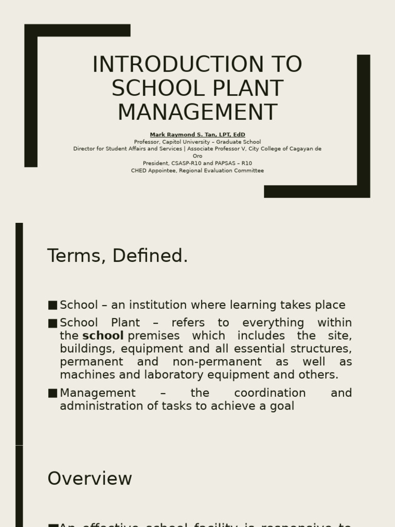 Introduction To School Plant Management | PDF