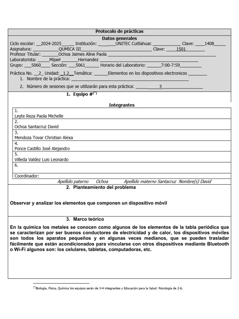 Protocolo de Prácticas Quimica | PDF