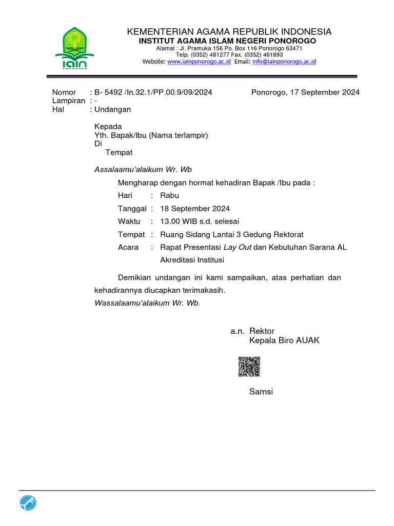 052 Undangan Presentasi Lay Out AL AIPT | PDF