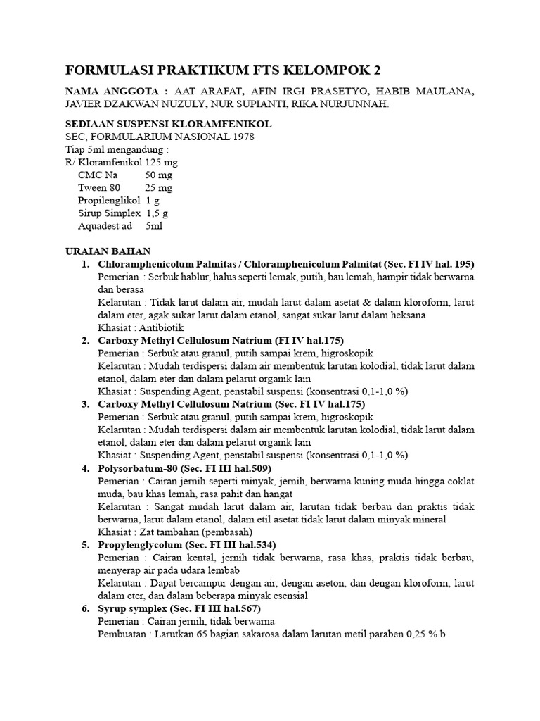 Formula Kel 2 Prak FTS | PDF
