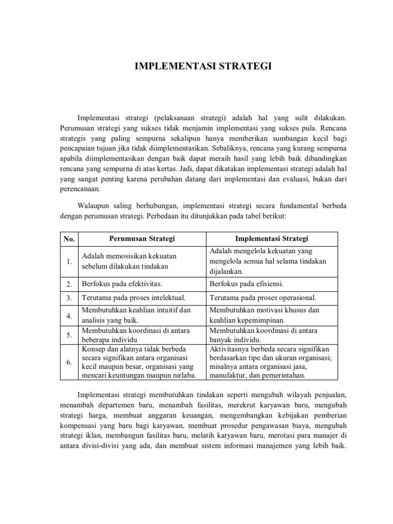 Implementasi Strategi | PDF