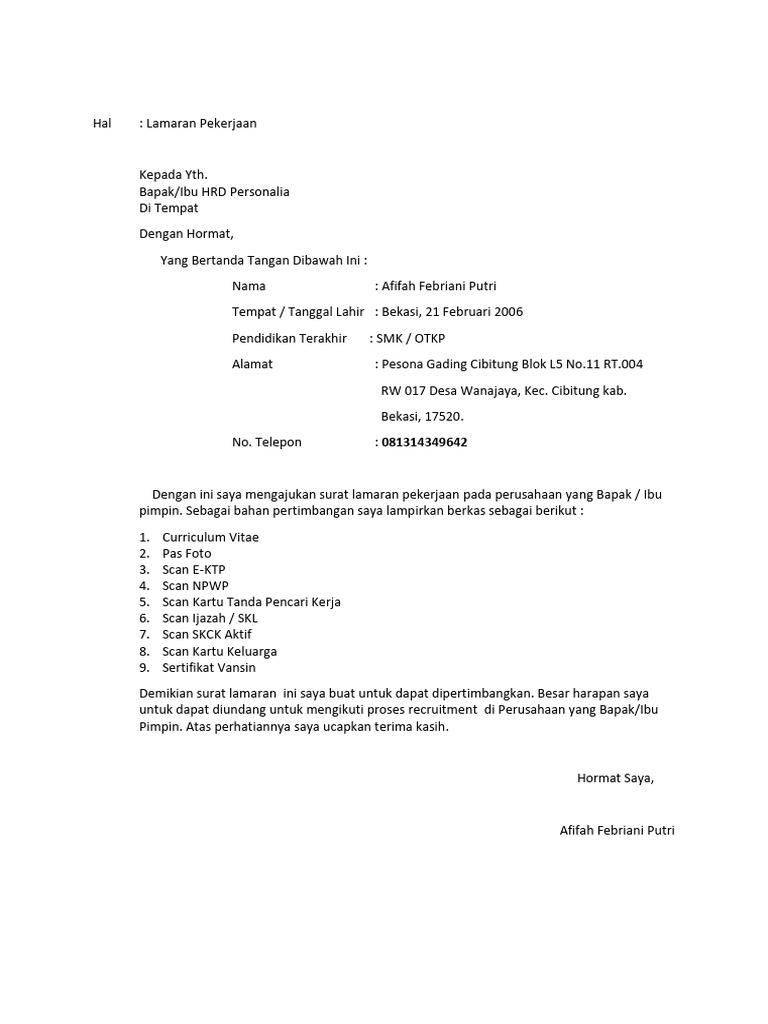 Lamaran Ebii Salinan 2 | PDF