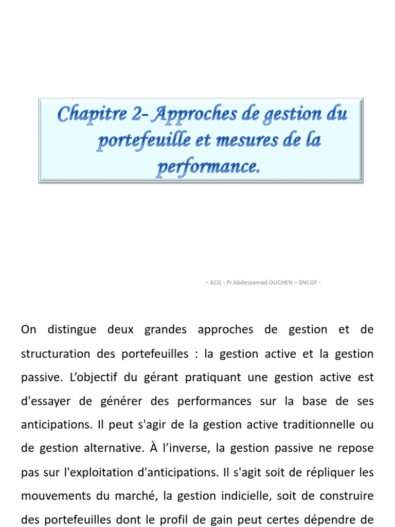 Chapitre 2 - Cours de Gestion de Portefeuille-ACG-S7-Pr A OUCHEN - ENCG ...