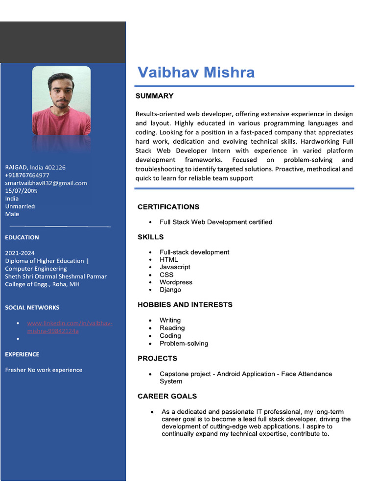 Resume Vaibhav | PDF