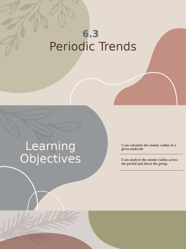 Period 1 - Periodic Trends | PDF | Atoms | Science & Mathematics