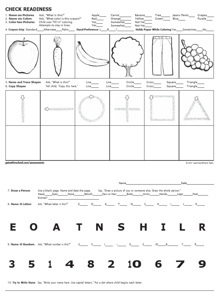 Handwriting Readiness Checklist | PDF