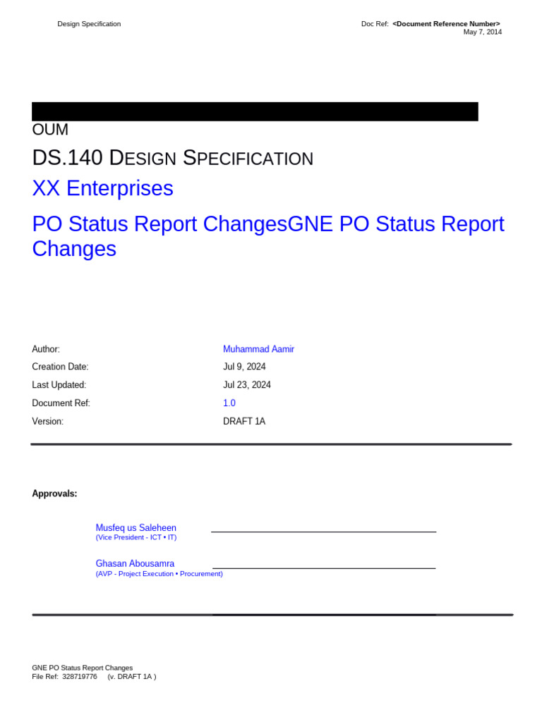 DS-140-GNE PO Status Report Changes | PDF