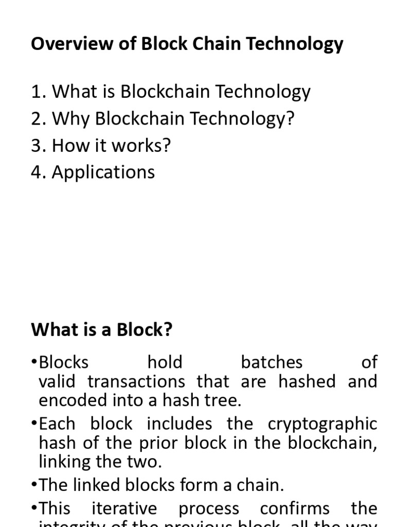 Overview of Block Chain Technology | PDF