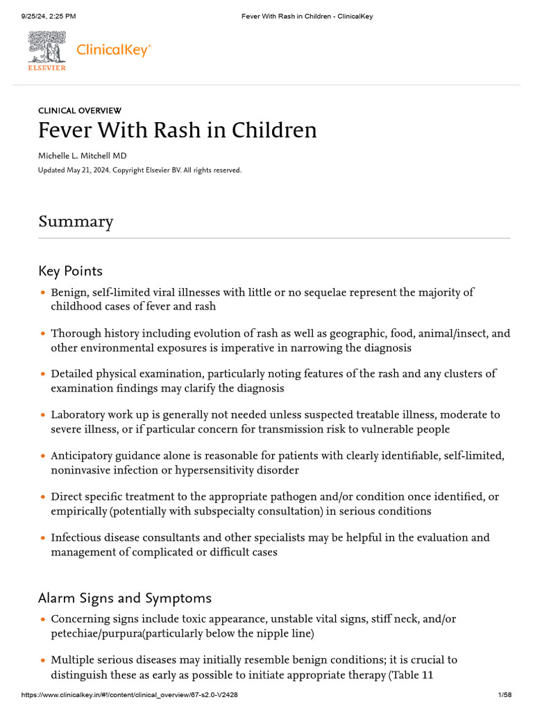 Fever With Rash in Children - ClinicalKey | PDF