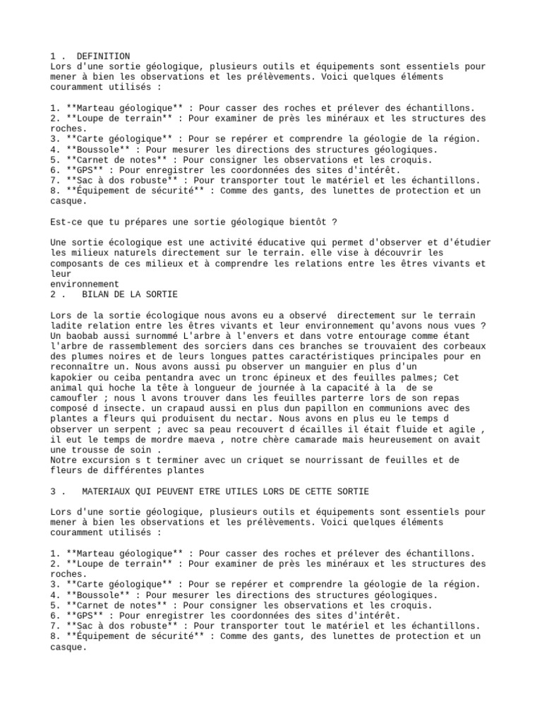 Rapport de Sortie | PDF