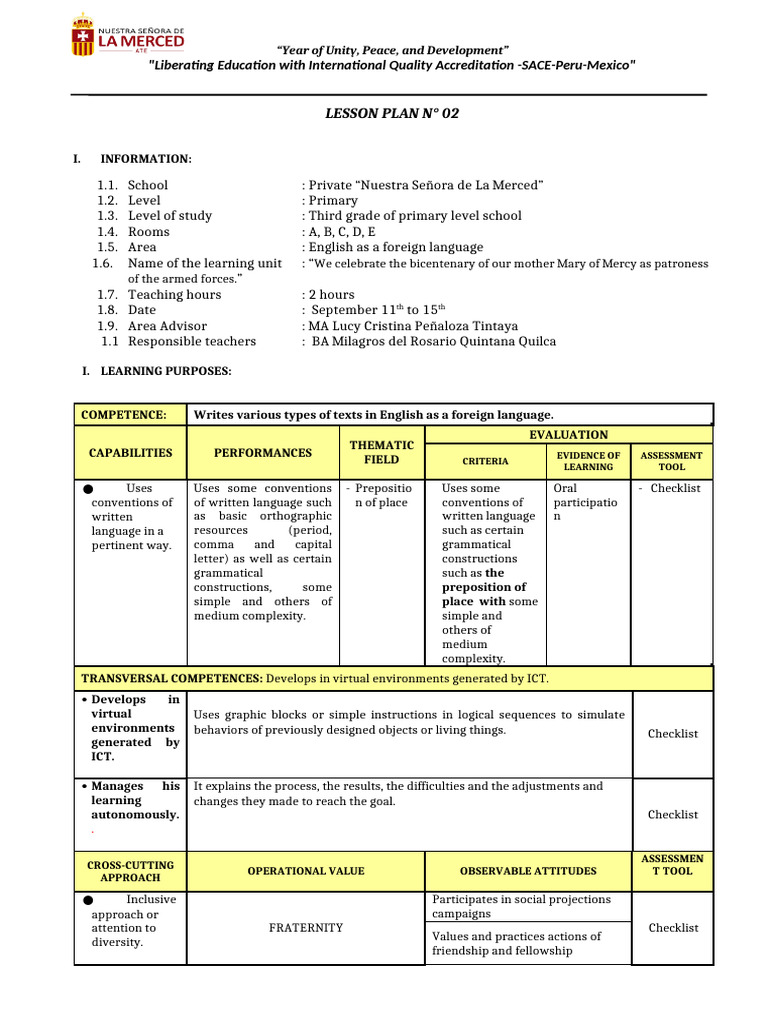 III Term_lesson Plan 2_unit 06_3rd Grade_quintana | PDF