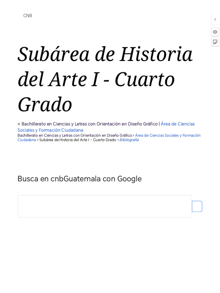 Subárea de Historia Del Arte I - Cuarto Grado - CNB | PDF