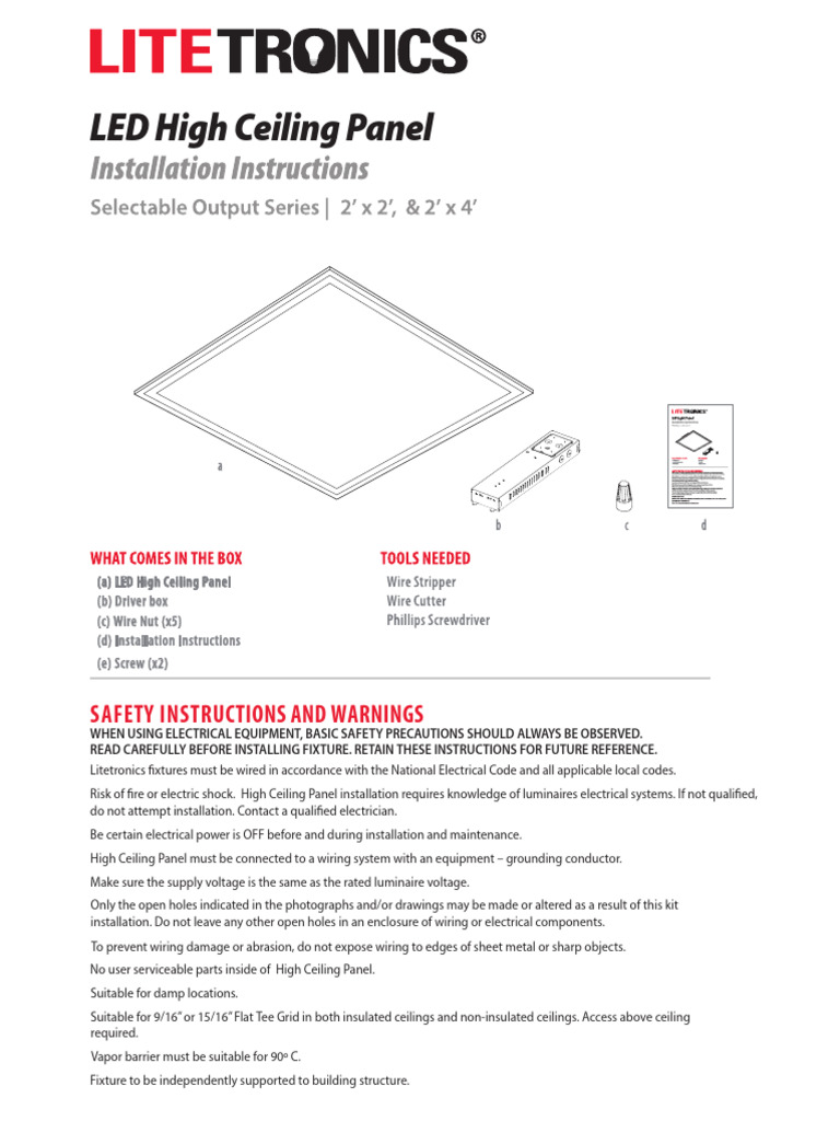 LED-High-Ceiling-Panel Installation Iinstrucitions v2.1 | PDF