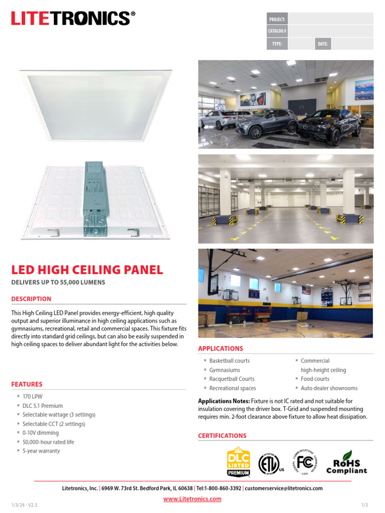 LED High Ceiling Panel - Spec Sheet - v2 | PDF