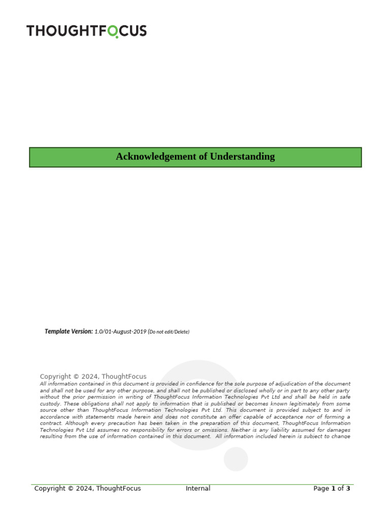 TF - Mys - WI - Acknowledgement of Understanding of Training | PDF