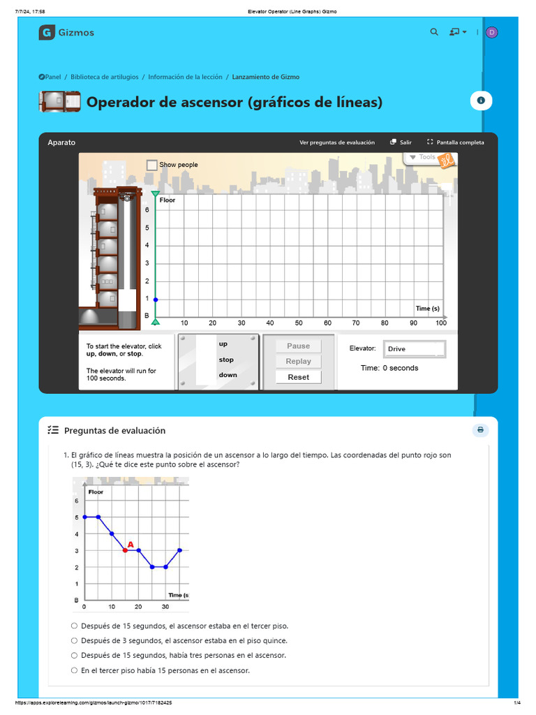 Elevator Operator (Line Graphs) Gizmo 1 | PDF