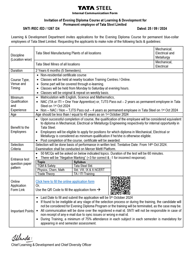 Evening Diploma Adv 2024 TSL ALL | PDF