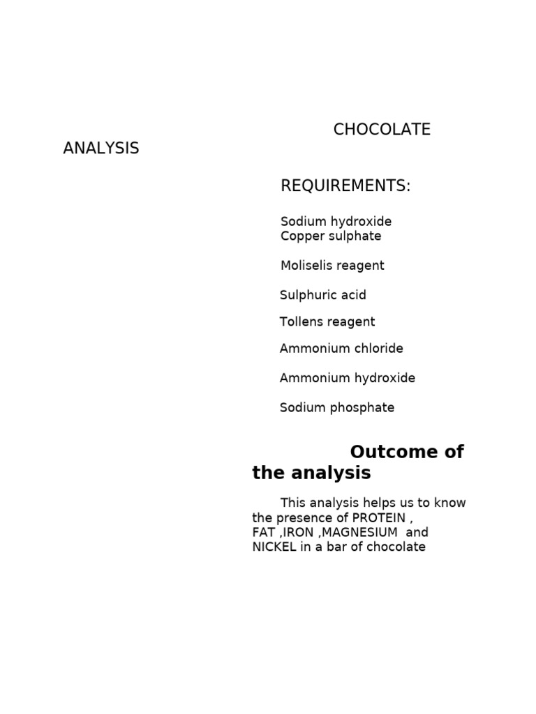 Chocolate Analysis | PDF