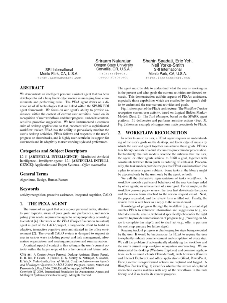 A Context Aware Personal Desktop Assista | PDF | Workflow | Computers