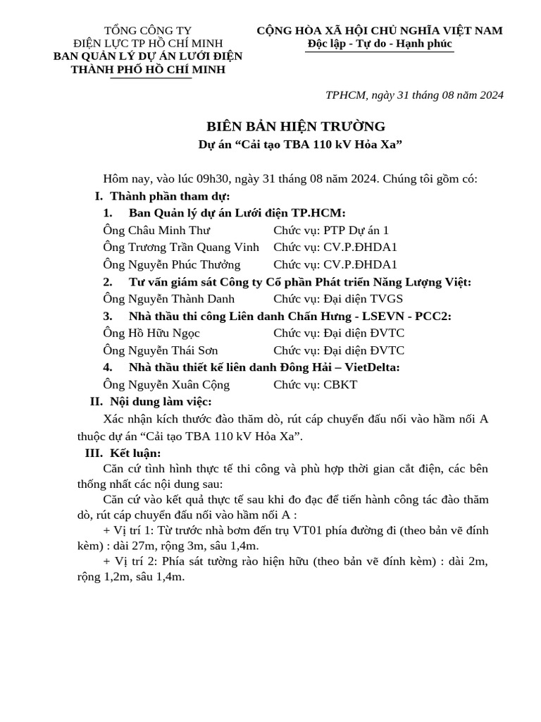 Bien Ban Hien Truong Khoi Luong Dao Tham Do | PDF
