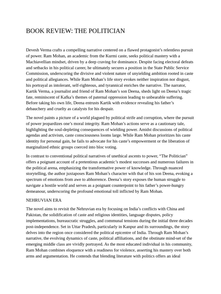 The Politician: Power and Caste Dynamics | PDF