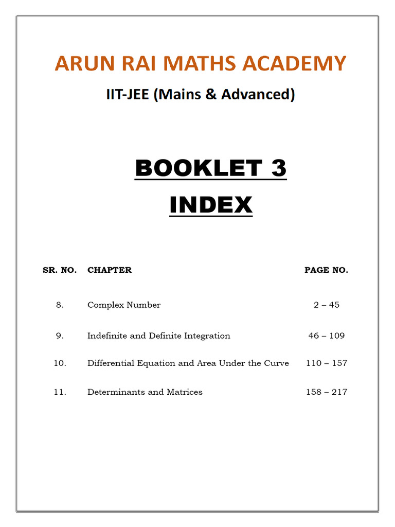 Arun Rai Maths Academy - Mathematics Booklet 3 | PDF