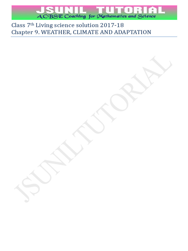 7th Ch-9 Weather Climate and Adoptation Solution Living Science | PDF