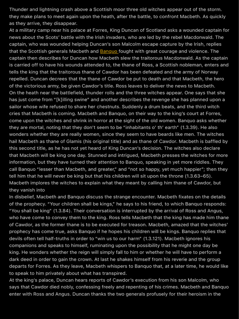 Thunder and Lightning Crash Above A Scottish Moor Three Old Witches | PDF