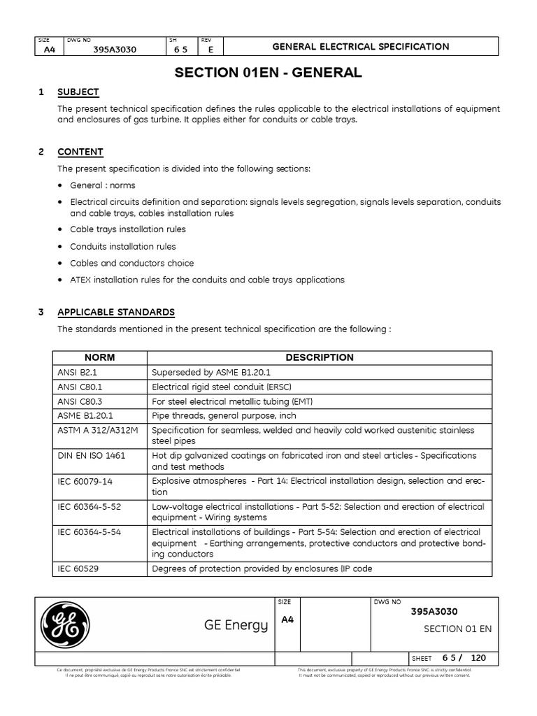 395A3030 - E General Electric Specification | PDF