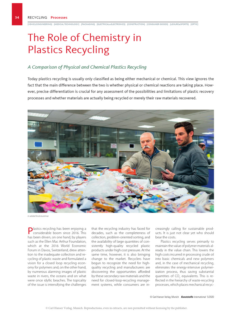 The Role of Chemistry in Plastics Recycling塑膠回收技術 | PDF