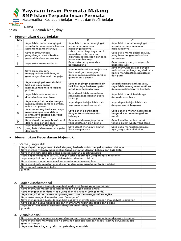 asesmen - 7 zainab | PDF