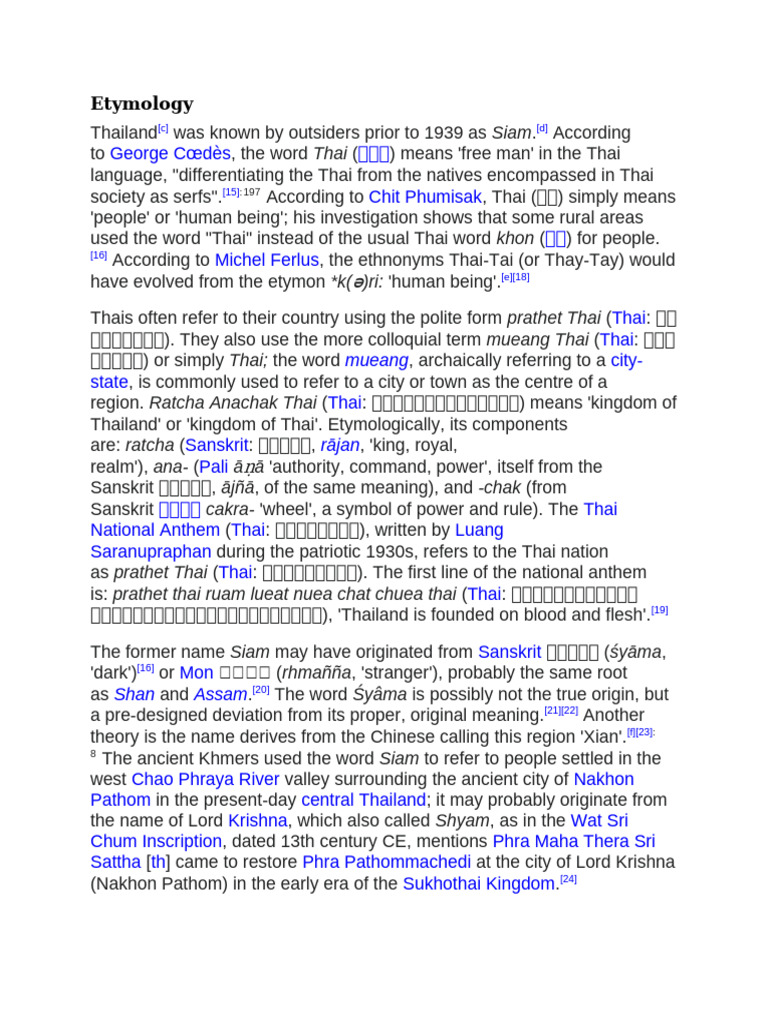 Etymology of Thailand | PDF