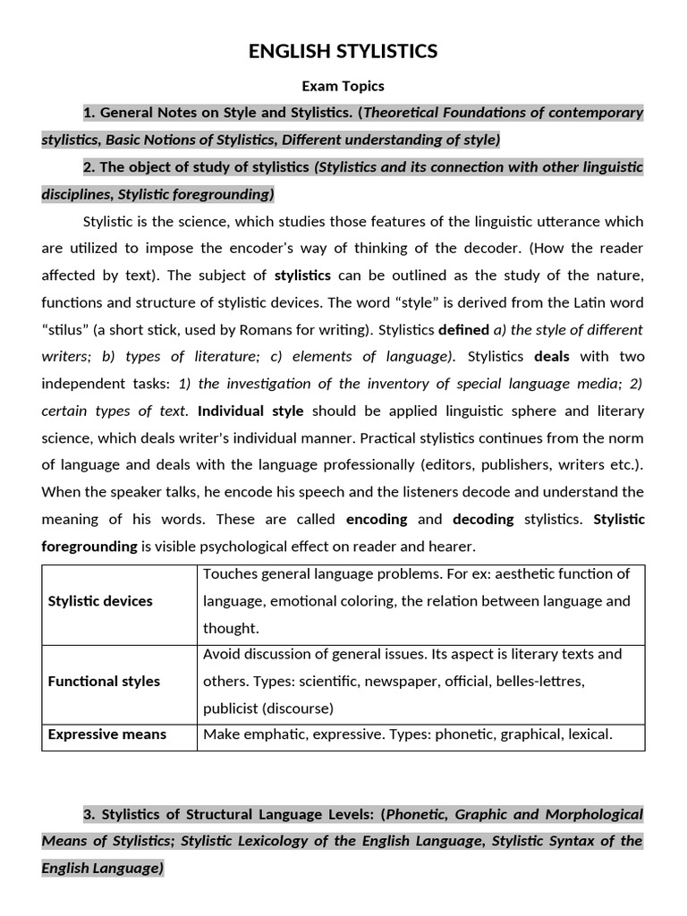 English Stylistics | PDF