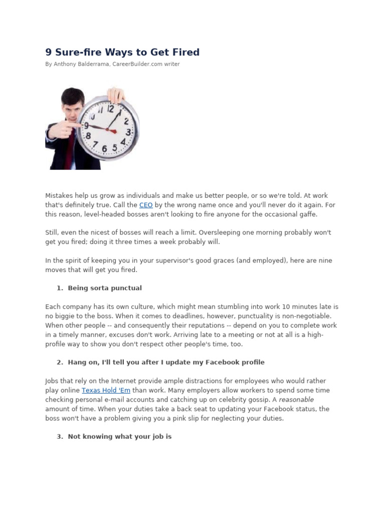 9 Reasons To Get Fired | PDF