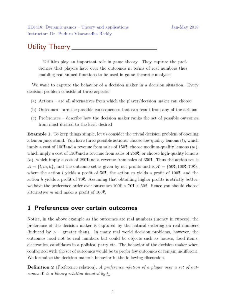 Utility Theory | PDF