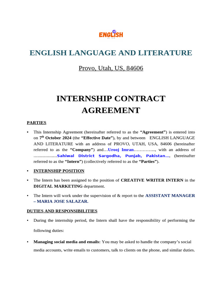 Creative Writer Agreement | PDF