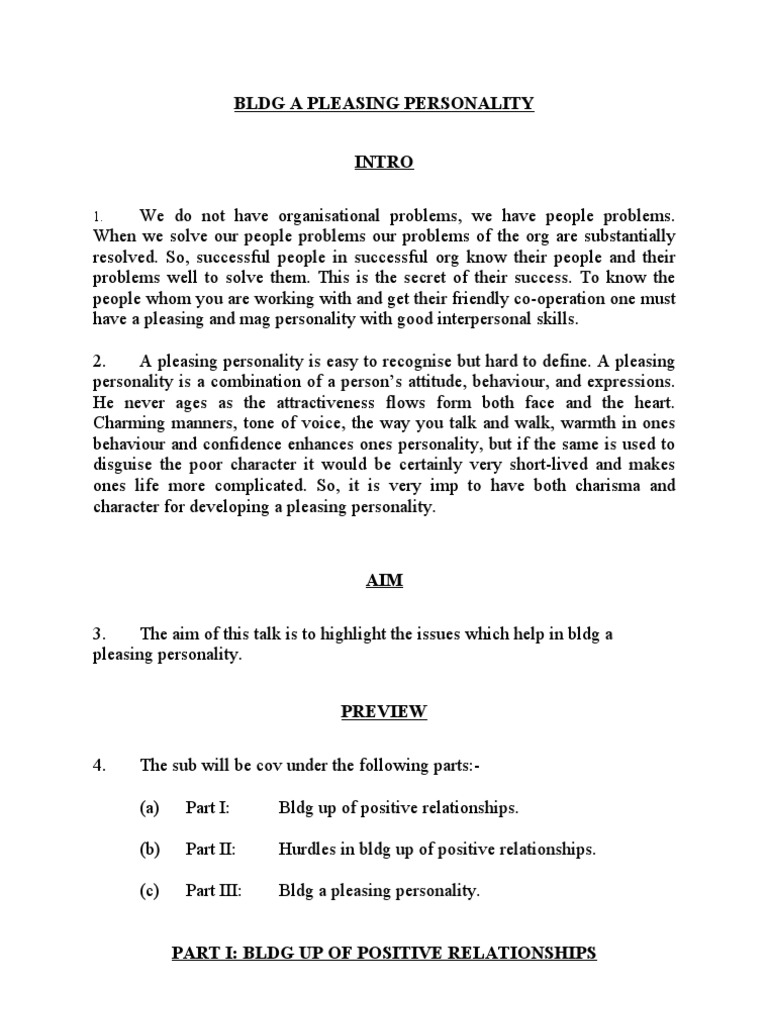 BLDG A Pleasing Personality | PDF | Behavioural Sciences | Psychology